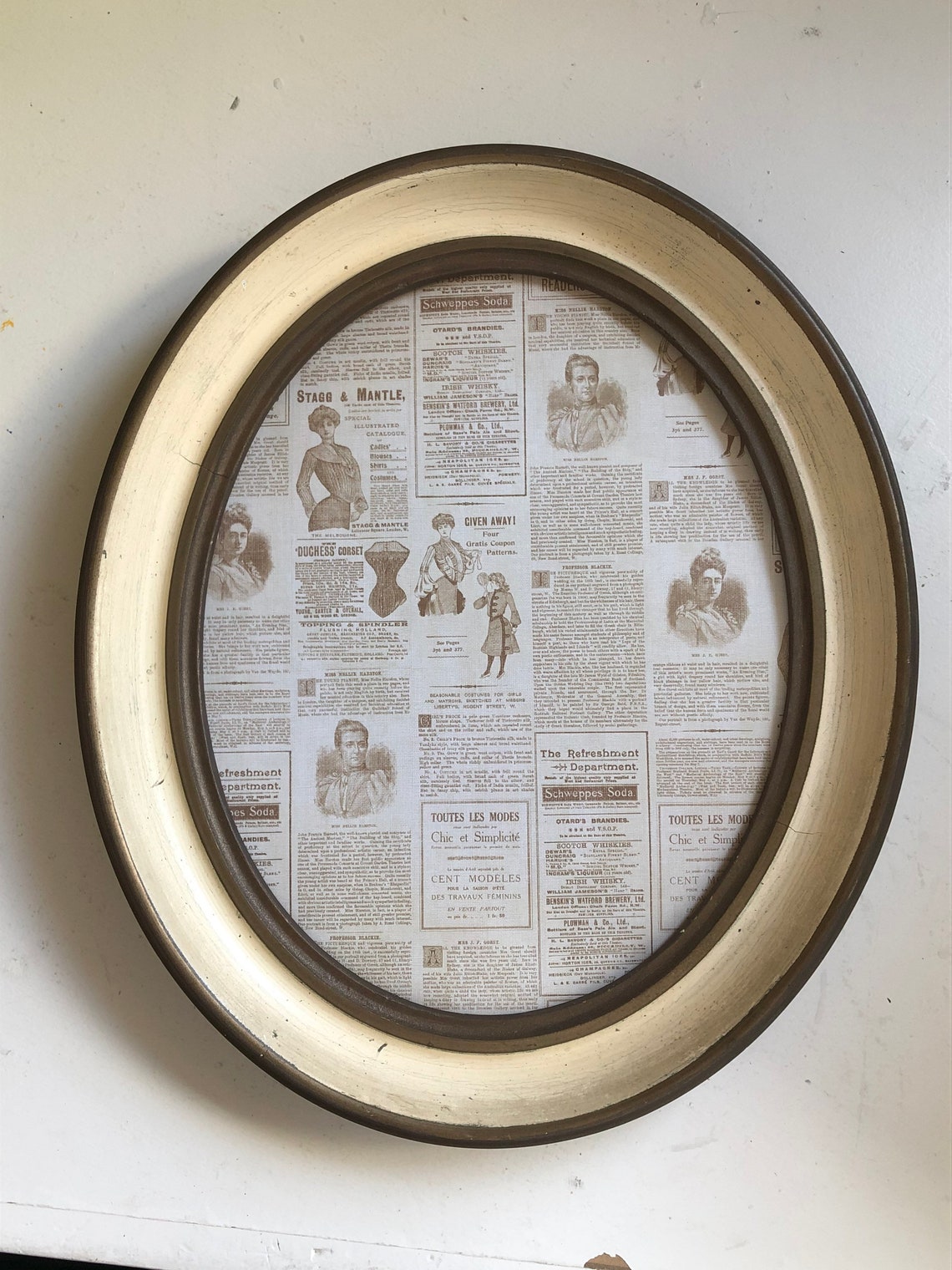 Vintage Oval Open Frame Cream and Bronze Color 8 X 10 Opening - Etsy