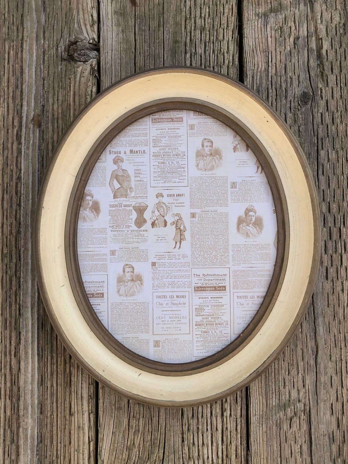 Vintage Oval Open Frame Cream and Bronze Color 8 X 10 Opening - Etsy