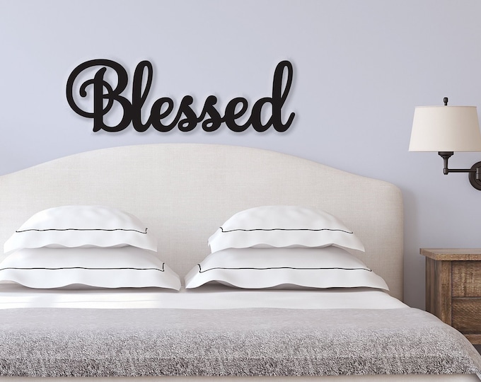 Wood Blessed Sign for Wall Decor Large Blessed Word Sign Thanksgiving ...