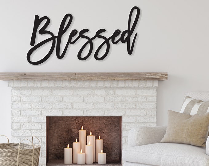 Wood Blessed Sign for Wall Decor Large Blessed Word Sign Thanksgiving ...