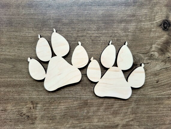 Paw Prints Wood Shape Set of 2 Paw Print Shape Wood Dog Paw - Etsy