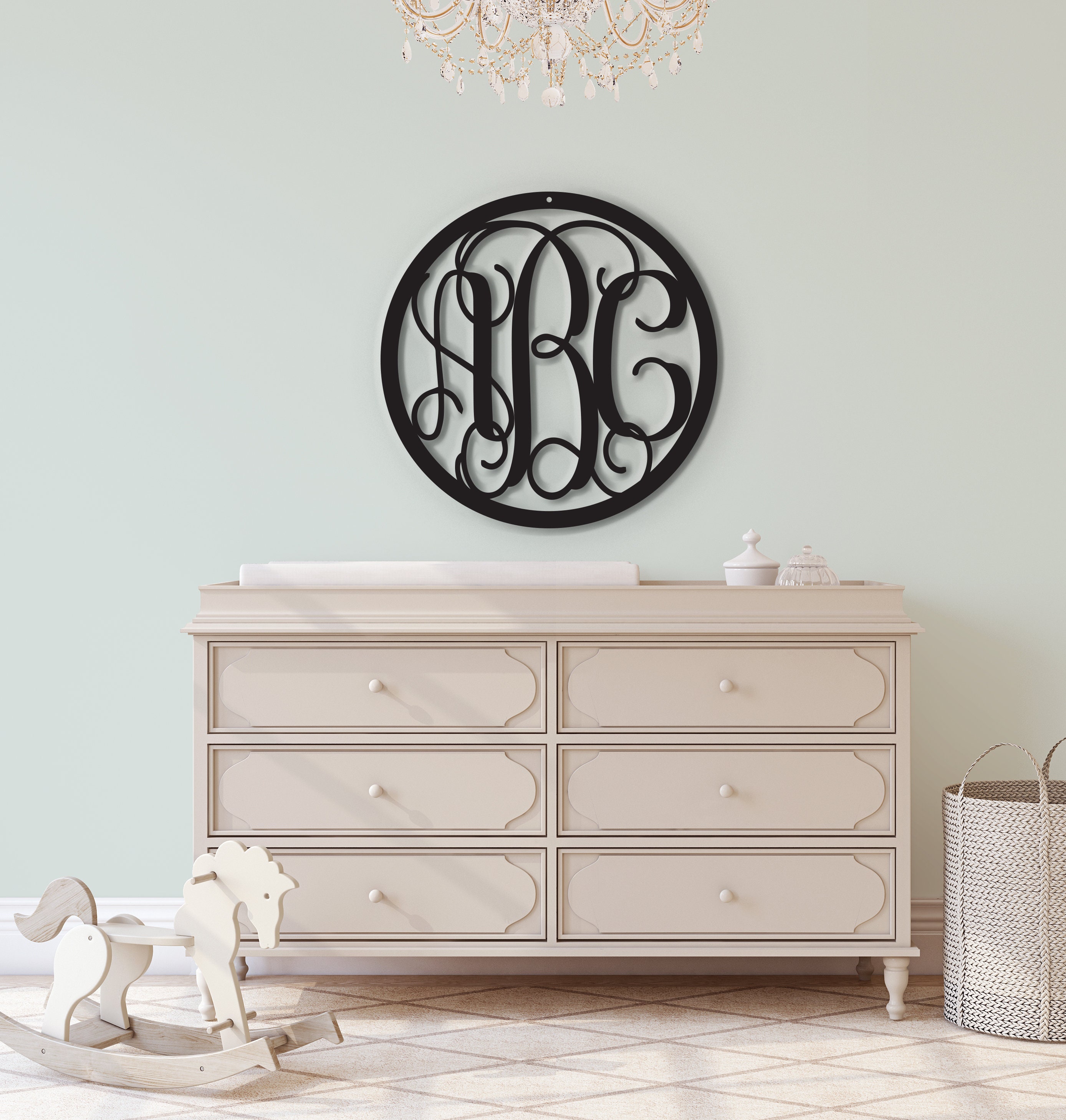 Custom Monogram Sign. Custom Wood Monogram. Circle Monogram | Etsy