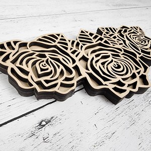 Wood Flowers Rose Cut Out, Floral & Leaves Shapes, Wooden Floral ...
