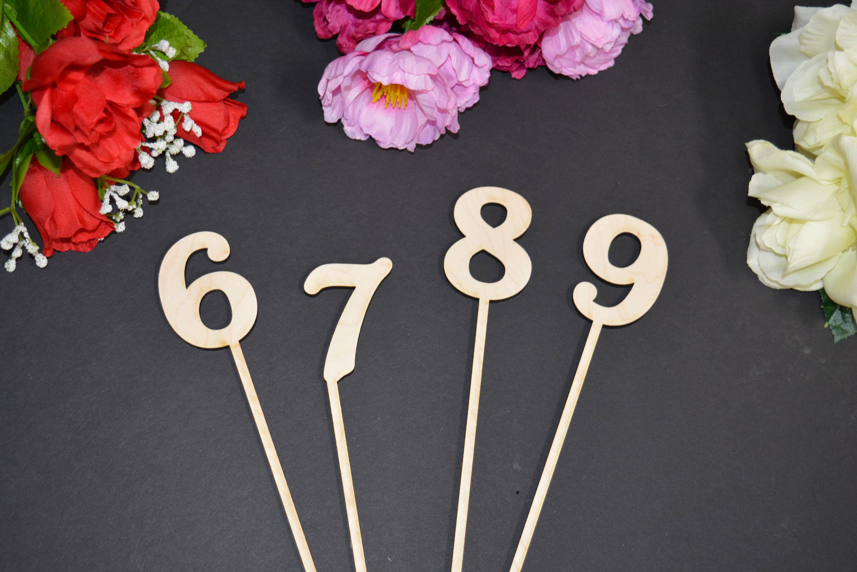 Wedding Table Numbers on Sticks, Attached Stakes, Wooden Table Numbers ...