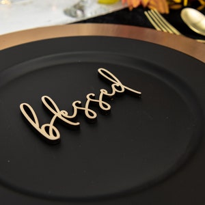 Blessed Place Cards, Thanksgiving Table Plate Settings, Blessed Wood ...