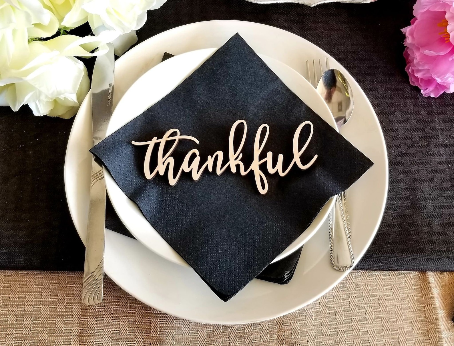 Thankful Place Cards, Christmas Name Plates, Thankful Wooden Word ...
