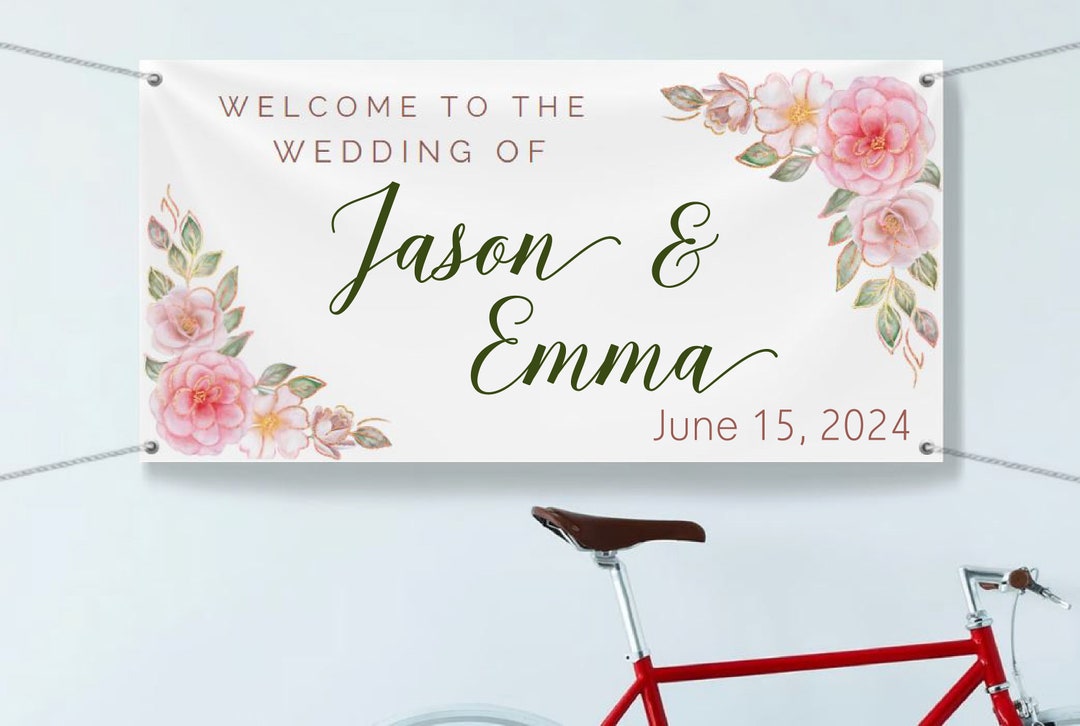 Custom Wedding Welcome Banner, Personalized Wedding Sign With Names ...