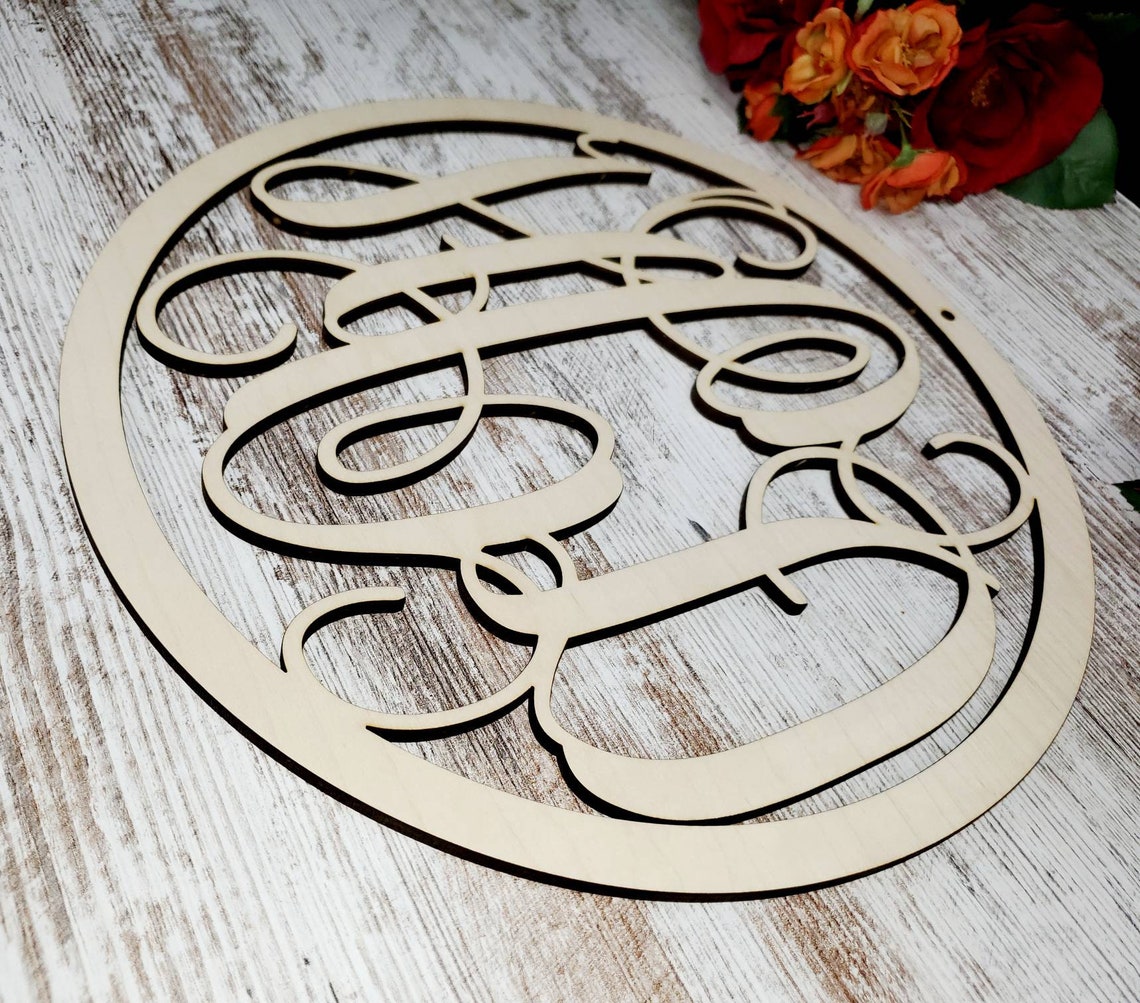 Custom Monogram Sign. Custom Wood Monogram. Circle Monogram - Etsy