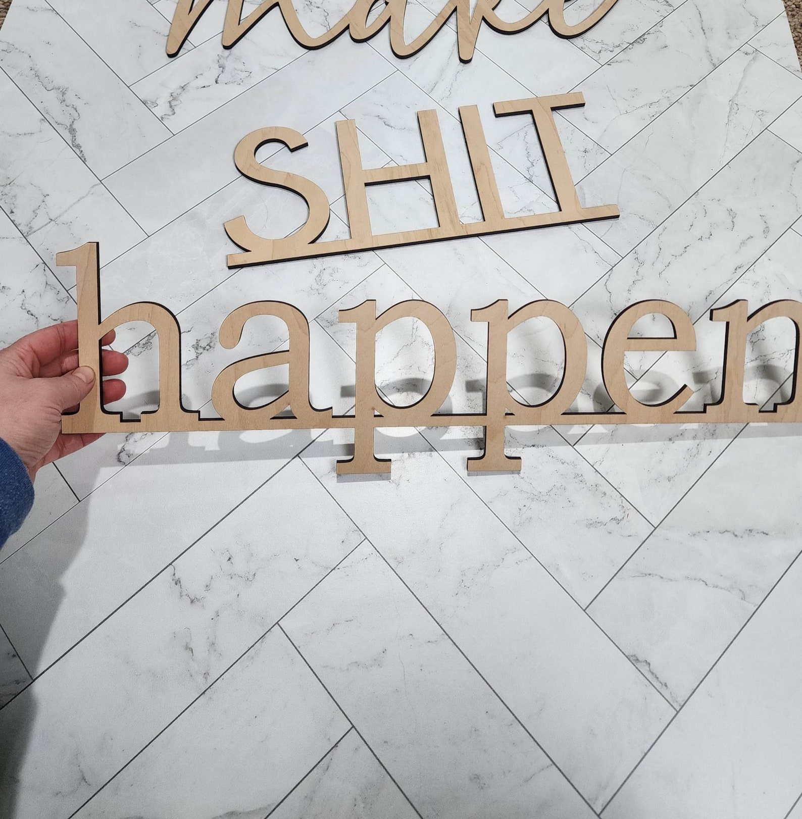 Make SHIT Happen Bathroom Sign Decor, Funny Bathroom Wall Sign, Wood ...