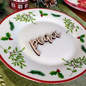 Peace Place Cards, Christmas Plate Setting Cards, Christmas Wooden Word ...