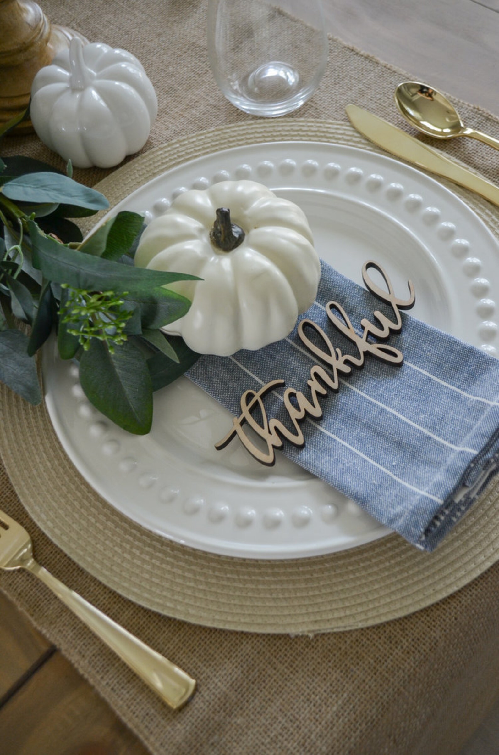 Thankful Place Cards, Christmas Name Plates, Thankful Wooden Word ...