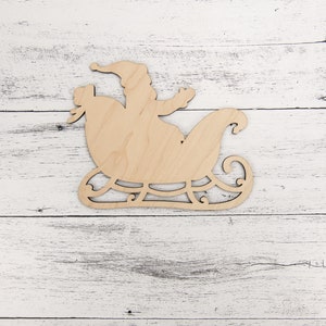 Santa Sleigh & Reindeer Wood Shapes, Wooden Christmas Shape, Unfinished ...