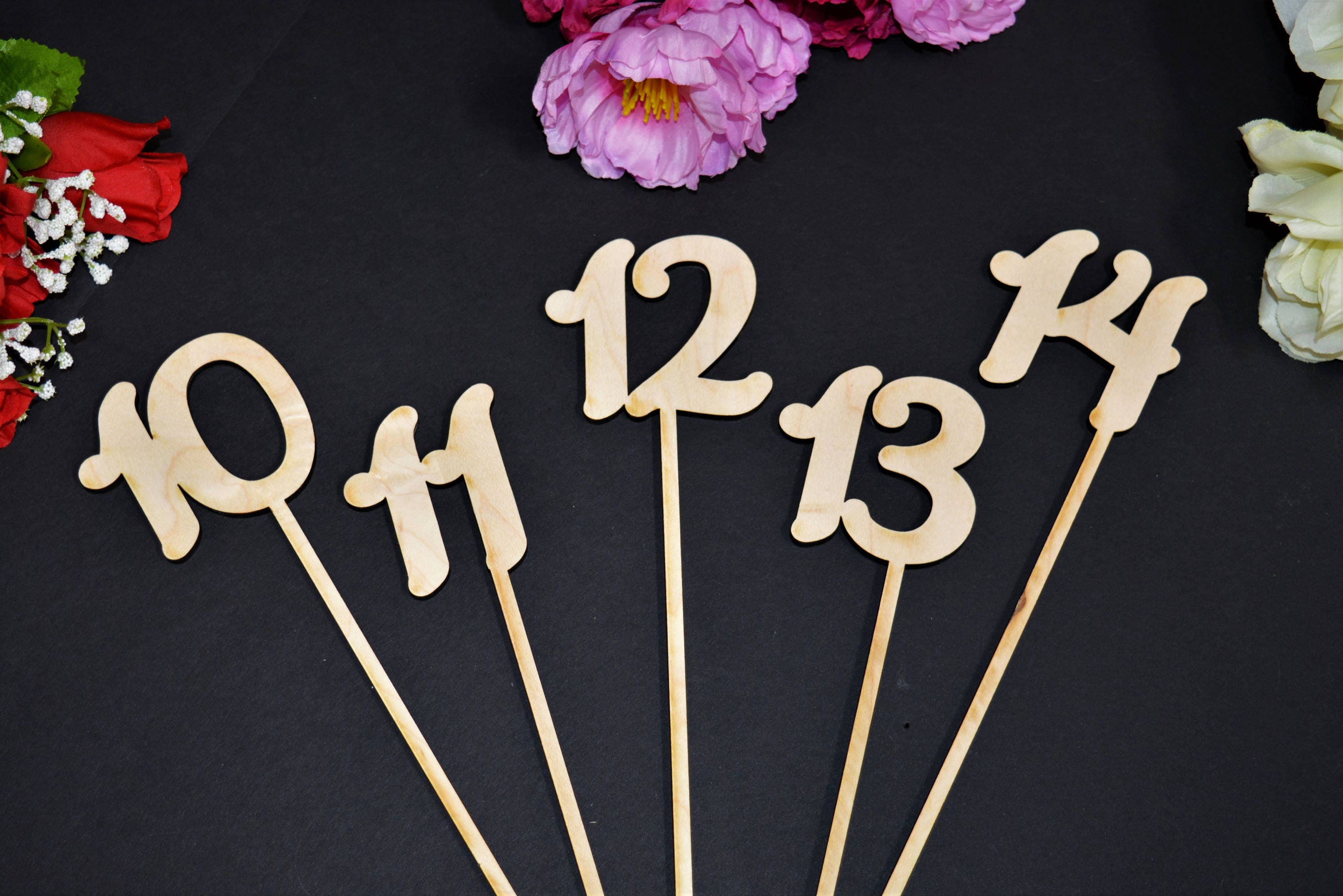 Wedding Table Numbers on Sticks / Attached Stakes. Wooden - Etsy