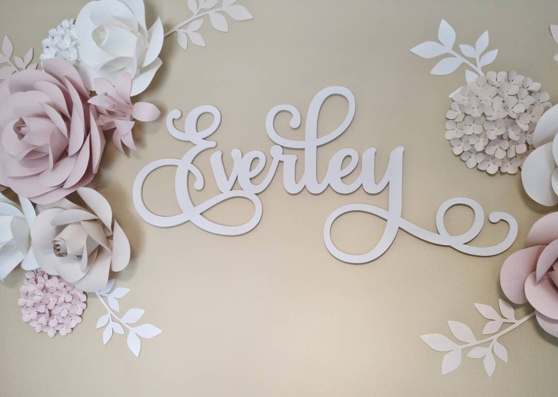 Custom Wooden Name Sign Personalized Name Sign Swirly Font - Etsy