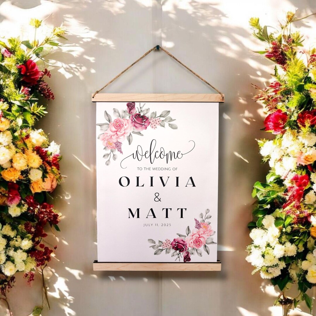 Custom Wedding Welcome Sign, Canvas Personalized With Name & Date ...