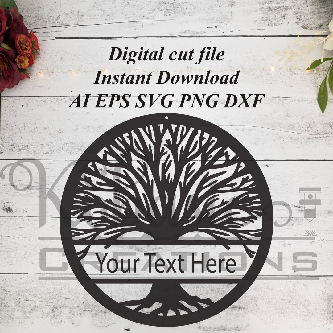 Tree of Life Sign SVG Vector File, Family Tree With Roots ...