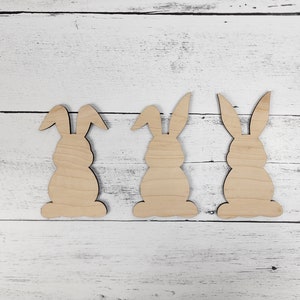 Easter Bunny Trio Wood Shapes, Wooden Rabbit Blank, Unfinished Cut Out ...
