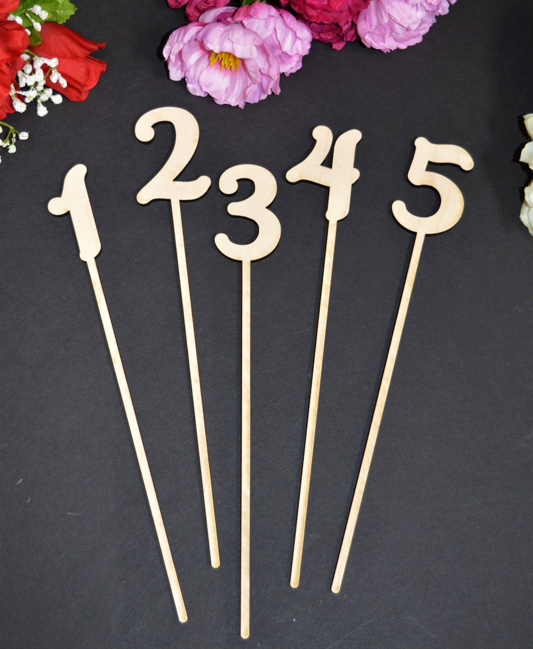 Wedding Table Numbers on Sticks Attached Stakes Wooden Table - Etsy