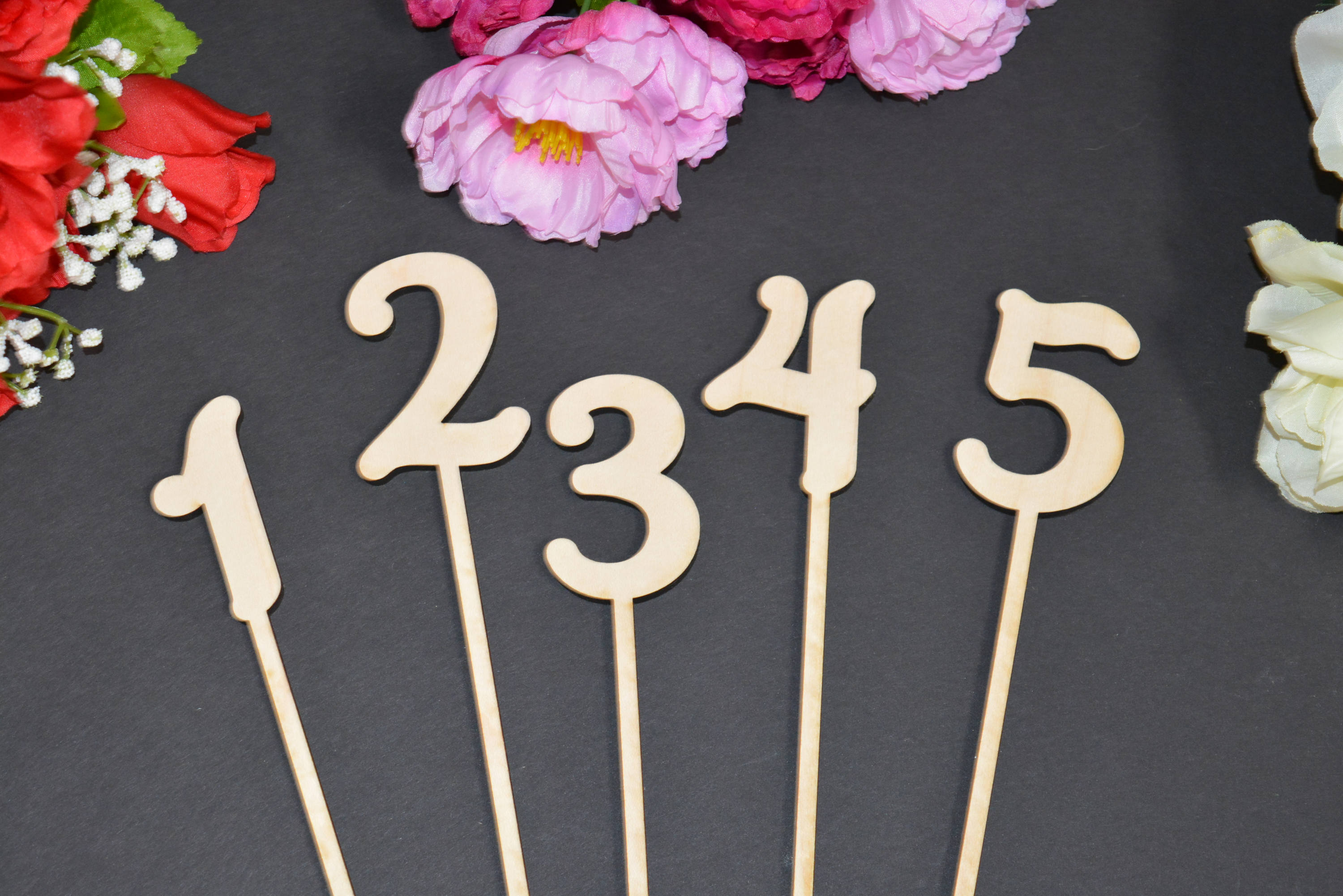 Wedding Table Numbers on Sticks / Attached Stakes. Wooden - Etsy