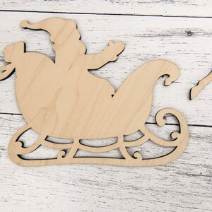 Santa Sleigh & Reindeer Wood Shapes, Wooden Christmas Shape, Unfinished ...