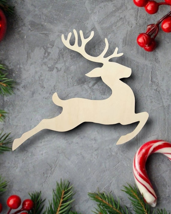 Reindeer Wood Shape Wood Reindeer Shape Unfinished DIY Wood - Etsy