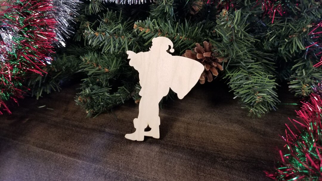 Santa Claus Wood Shape, Wood Santa Claus Shape, Wood Santa & Santa Sac ...