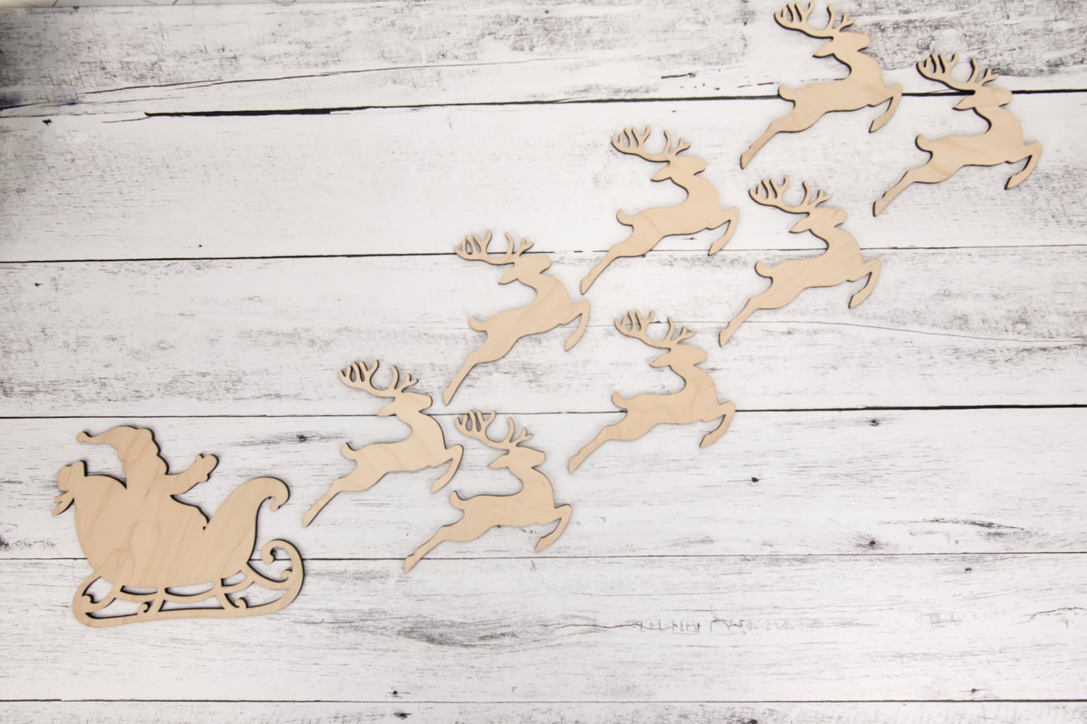Santa Sleigh & Reindeer Wood Shapes Wooden Christmas Shape - Etsy