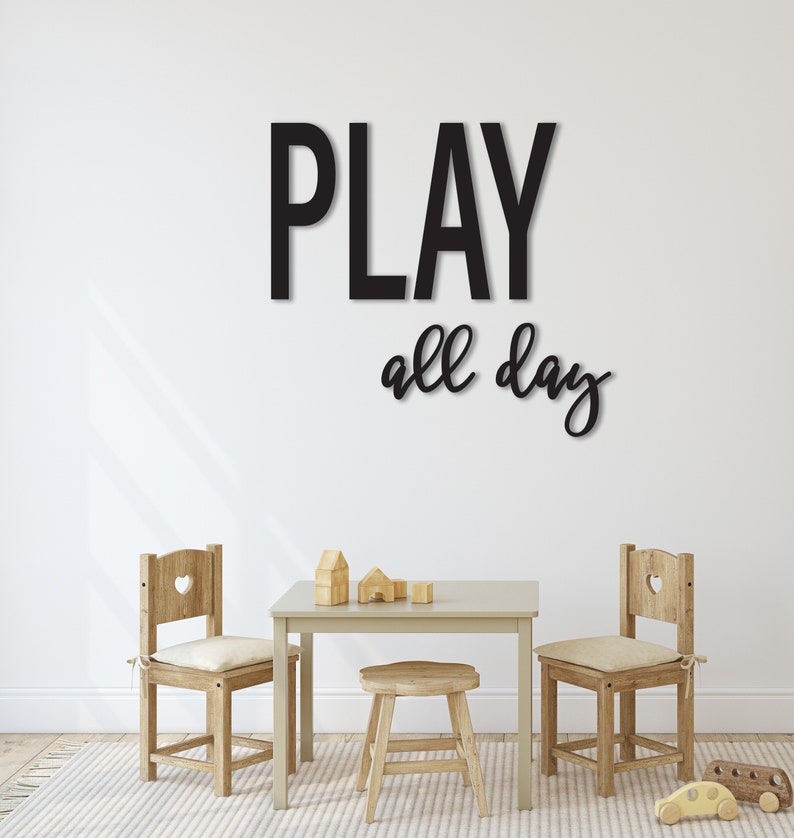 PLAY All Day Playroom Kids Sign Decor Toy Room Wall Sign Wood - Etsy