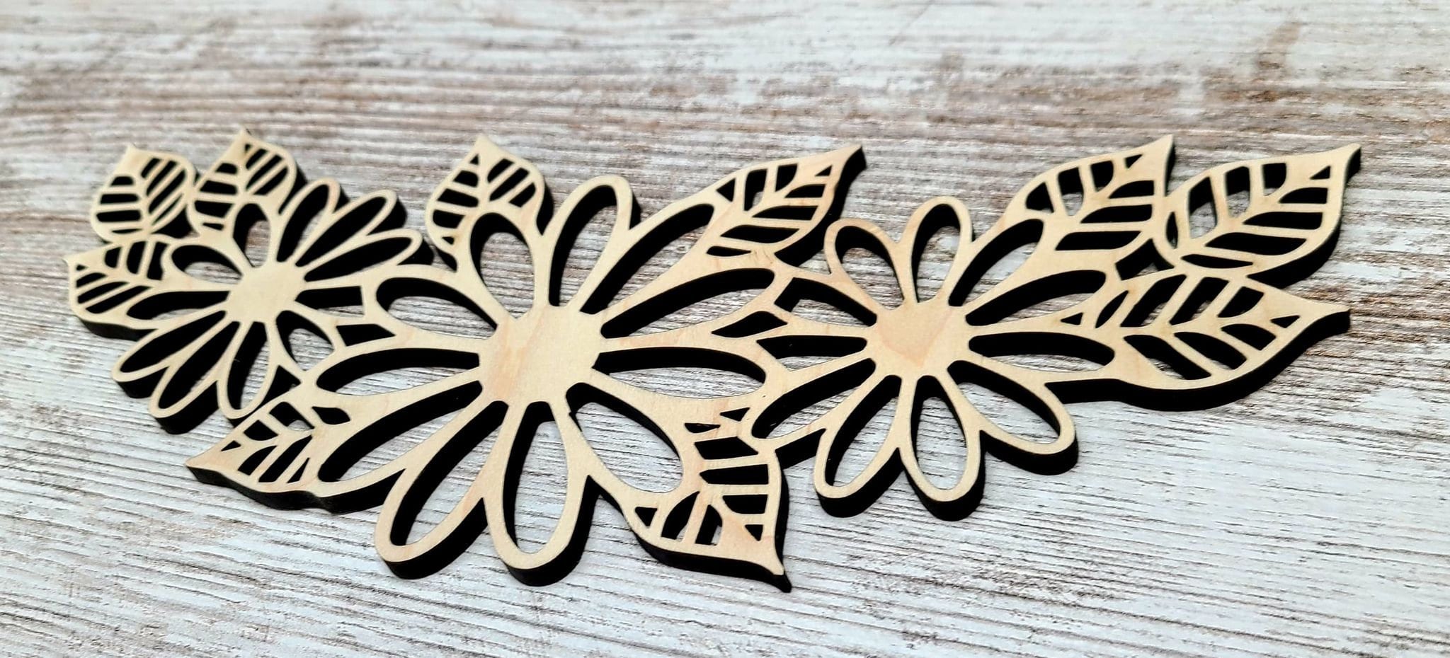 Wood Floral Cut Out, Flower Shapes, Wooden Floral Pattern for Wood ...
