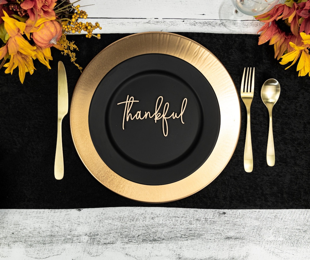 Thankful Place Cards, Thanksgiving Table Plate Settings, Thankful Wood ...