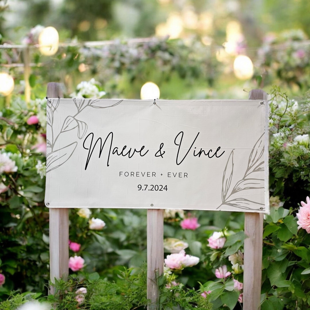 Personalized Wedding Welcome Banner, Custom Wedding Sign With Names ...