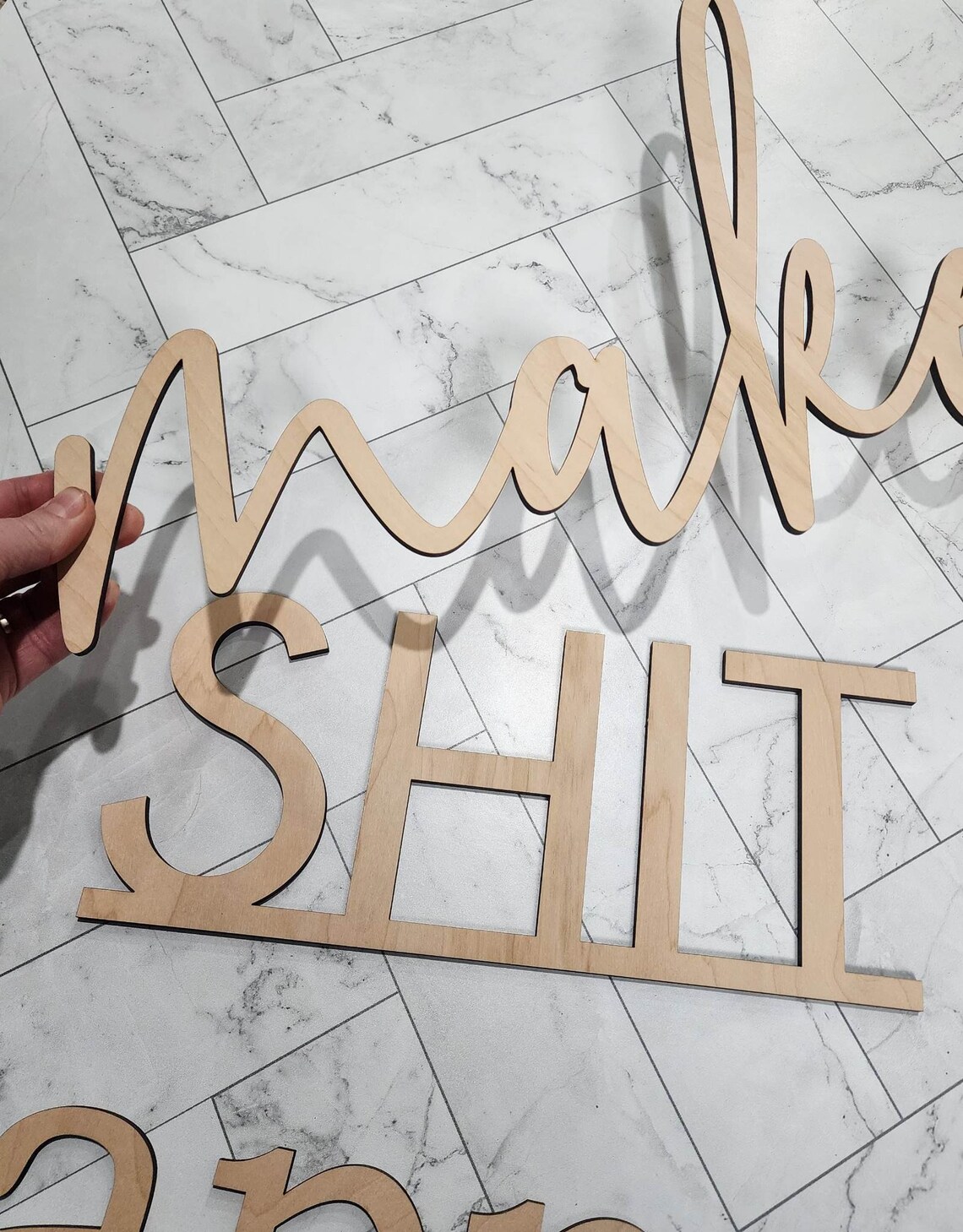 Make SHIT Happen Bathroom Sign Decor, Funny Bathroom Wall Sign, Wood ...