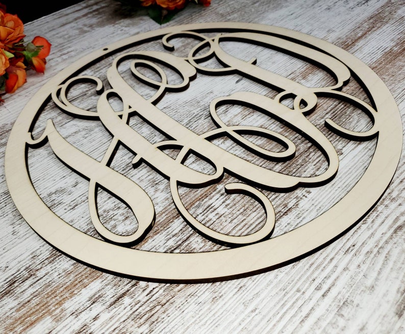 Custom Monogram Sign. Custom Wood Monogram. Circle Monogram - Etsy