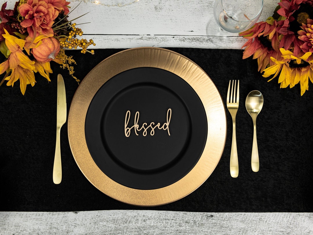 Blessed Place Cards, Thanksgiving Table Plate Settings, Blessed Wood ...