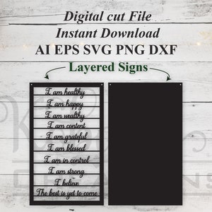 Affirmation Words Vector Cut File, I Am Phrases, DIY Wall Art Hanging ...