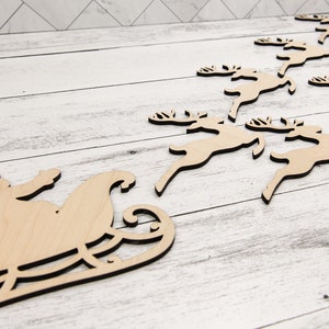 Santa Sleigh & Reindeer Wood Shapes, Wooden Christmas Shape, Unfinished ...