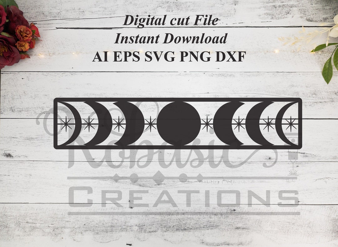 Moon Phase Sign Vector Cut File: Celestial Stars Decor (digital ...