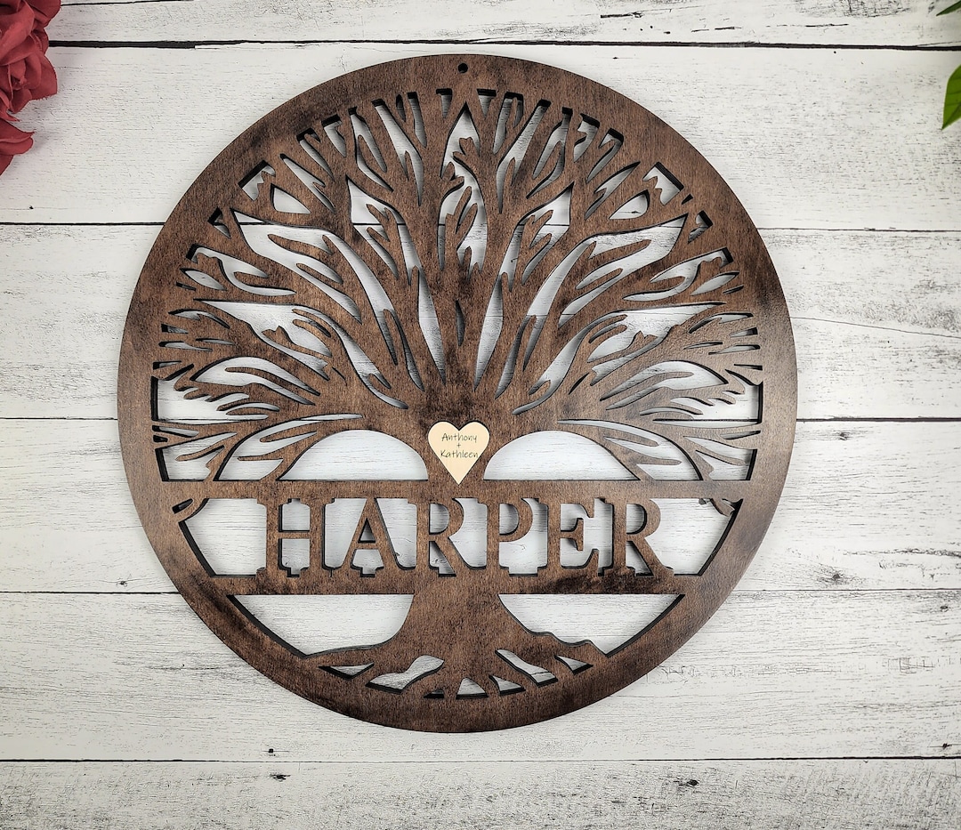 Personalized Tree of Life Wood Sign, Christmas Gift for Couple, Custom ...