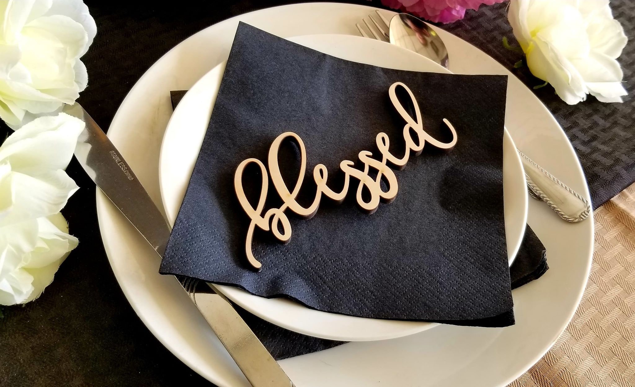 Blessed Place Cards Blessed sign Christmas table setting | Etsy