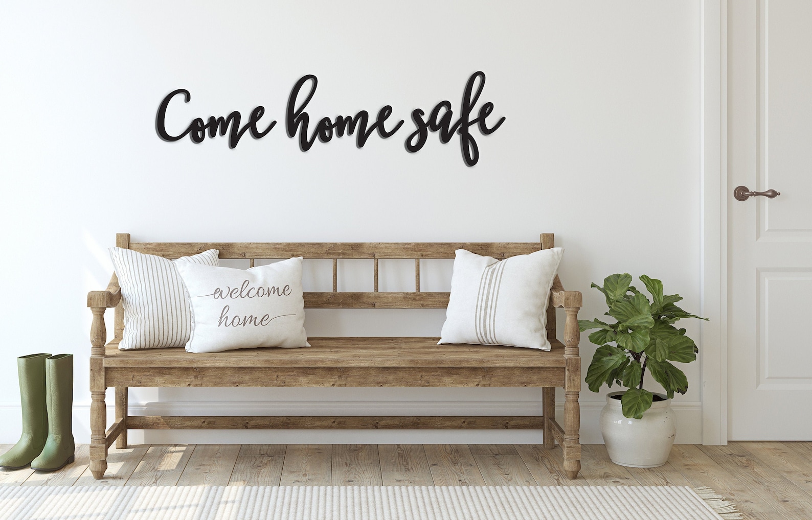 Come Home Safe Sign, Wood Word Sign, Custom Door Sign, Foyer Sign, Home ...