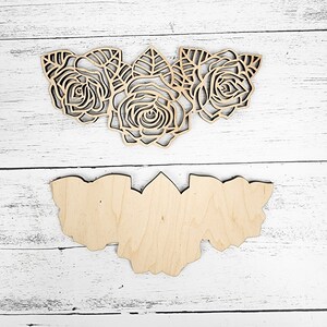 Wood Flowers Rose Cut Out, Floral & Leaves Shapes, Wooden Floral ...