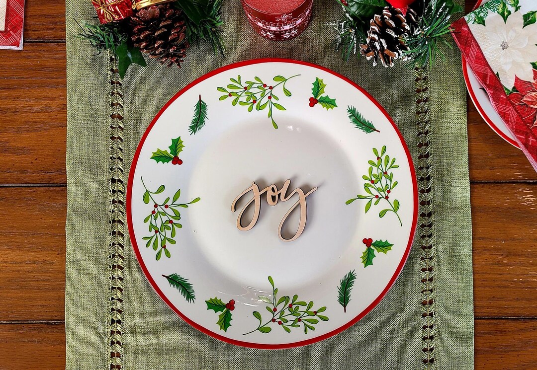 Joy Place Cards, Christmas Plate Setting Cards, Christmas Wooden Word ...