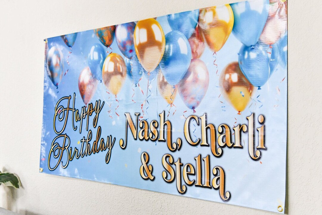 Custom Birthday Banner With Name, Personalized, Black & Gold, Happy ...