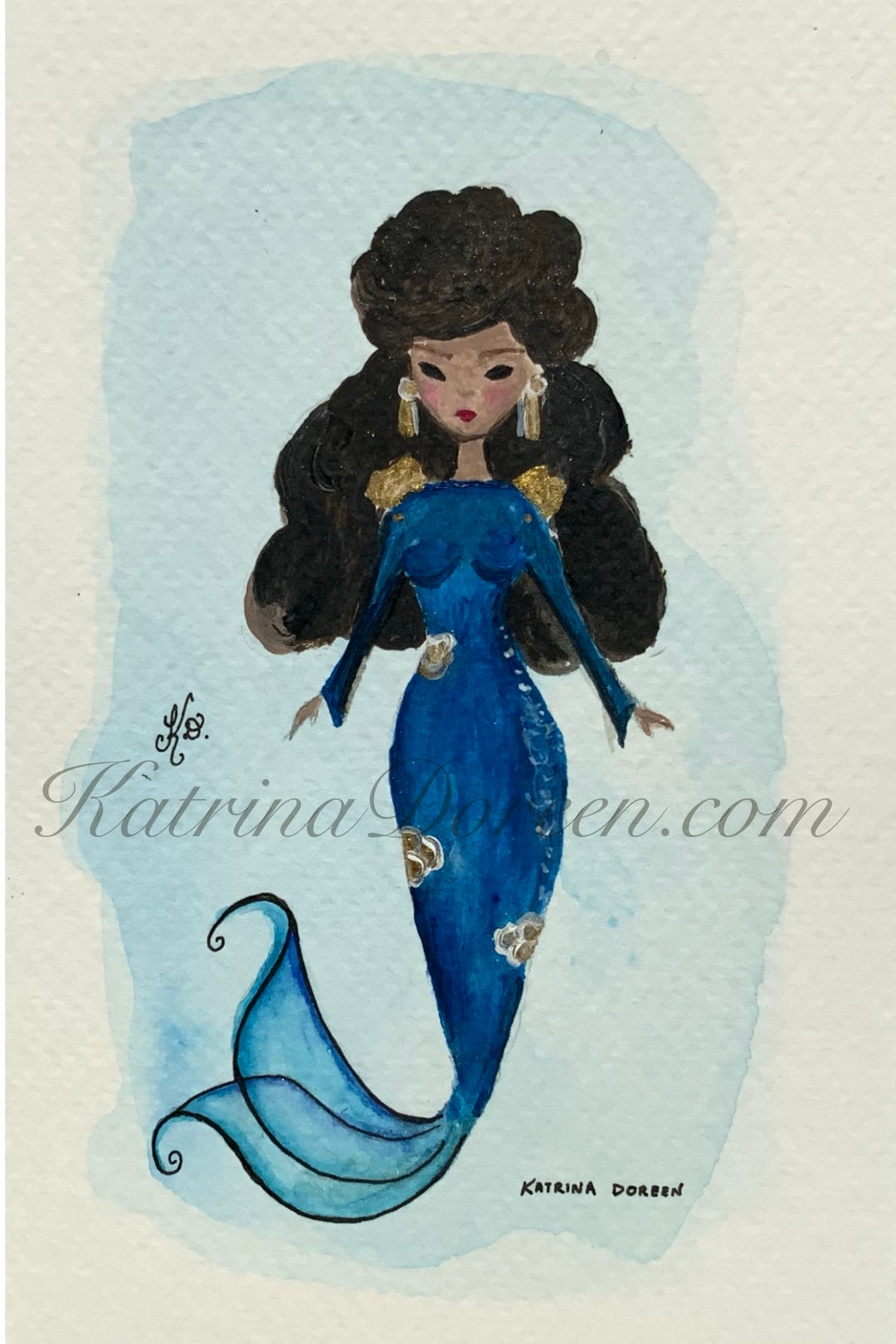 Beautiful Black MERMAID Art Print, African American Mermaid, Sea, Ocean ...