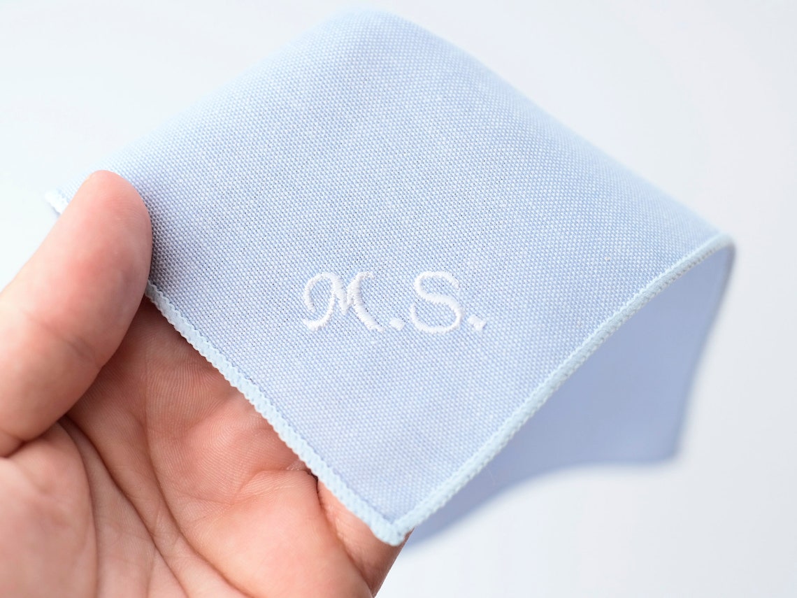 Personalized handkerchief with initials of the groom for his | Etsy