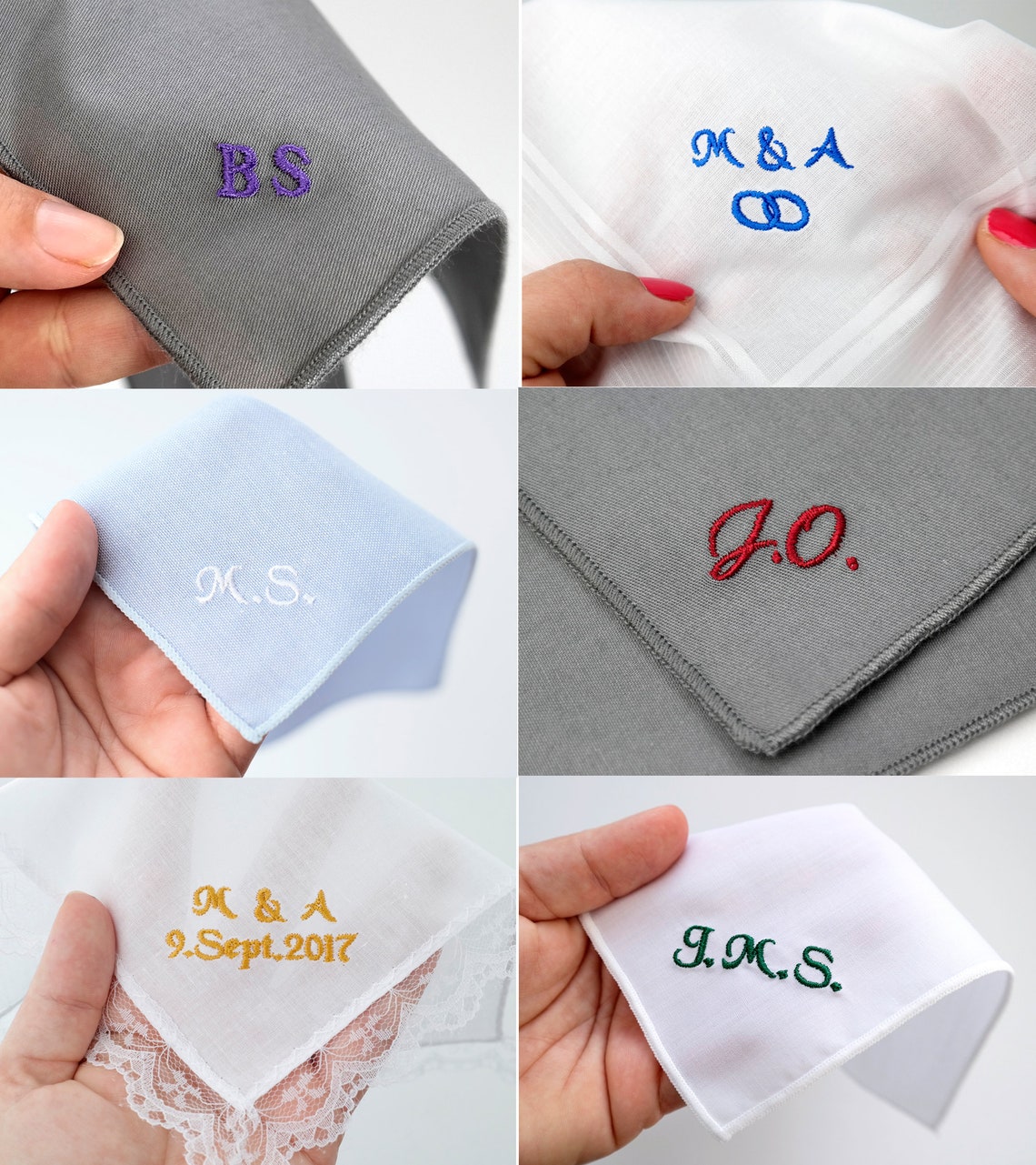Personalized handkerchief with initials of the groom for his | Etsy