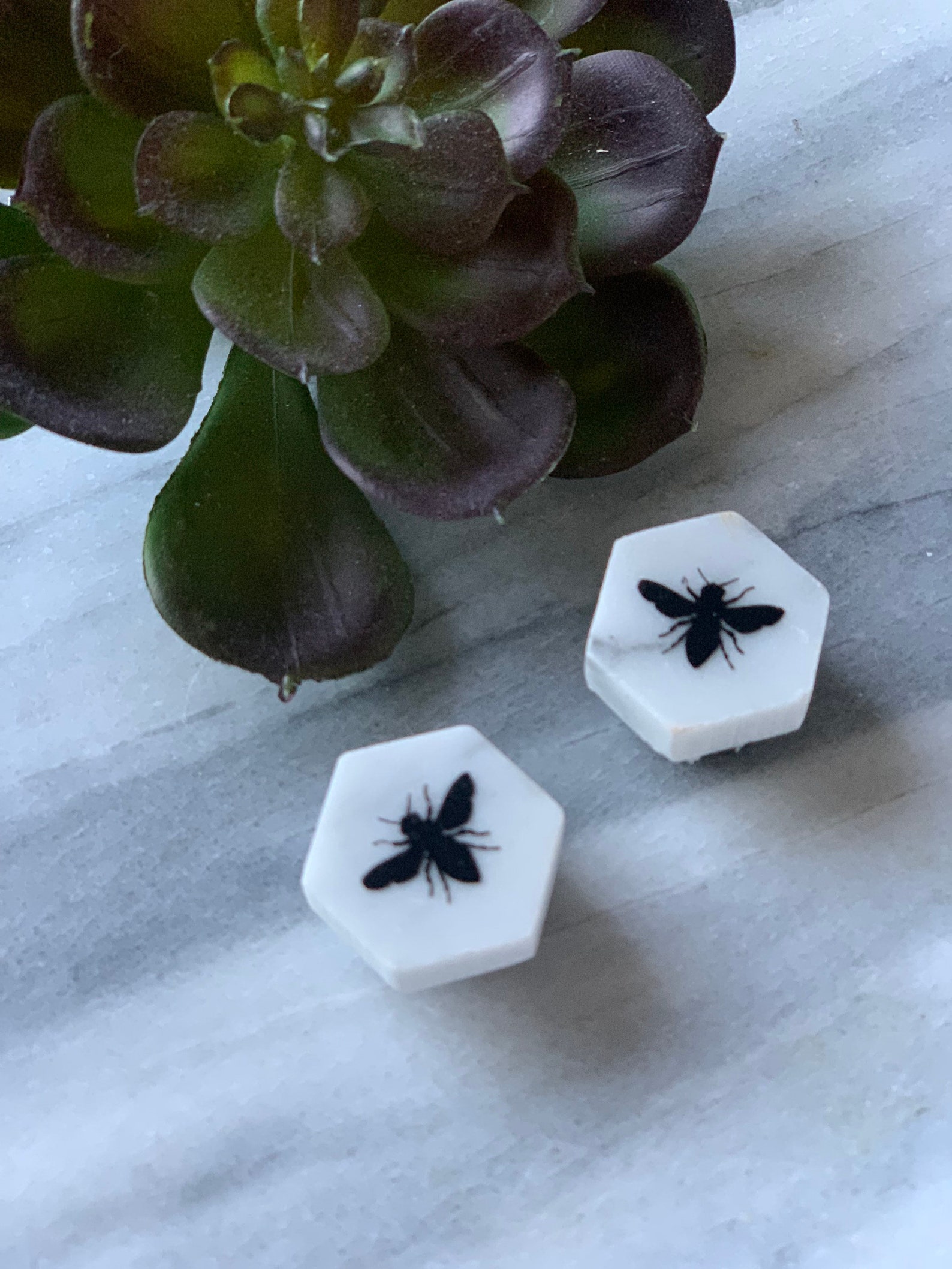 Personalized Marble Magnets Hexagon Geometric Magnets Marble Decor ...