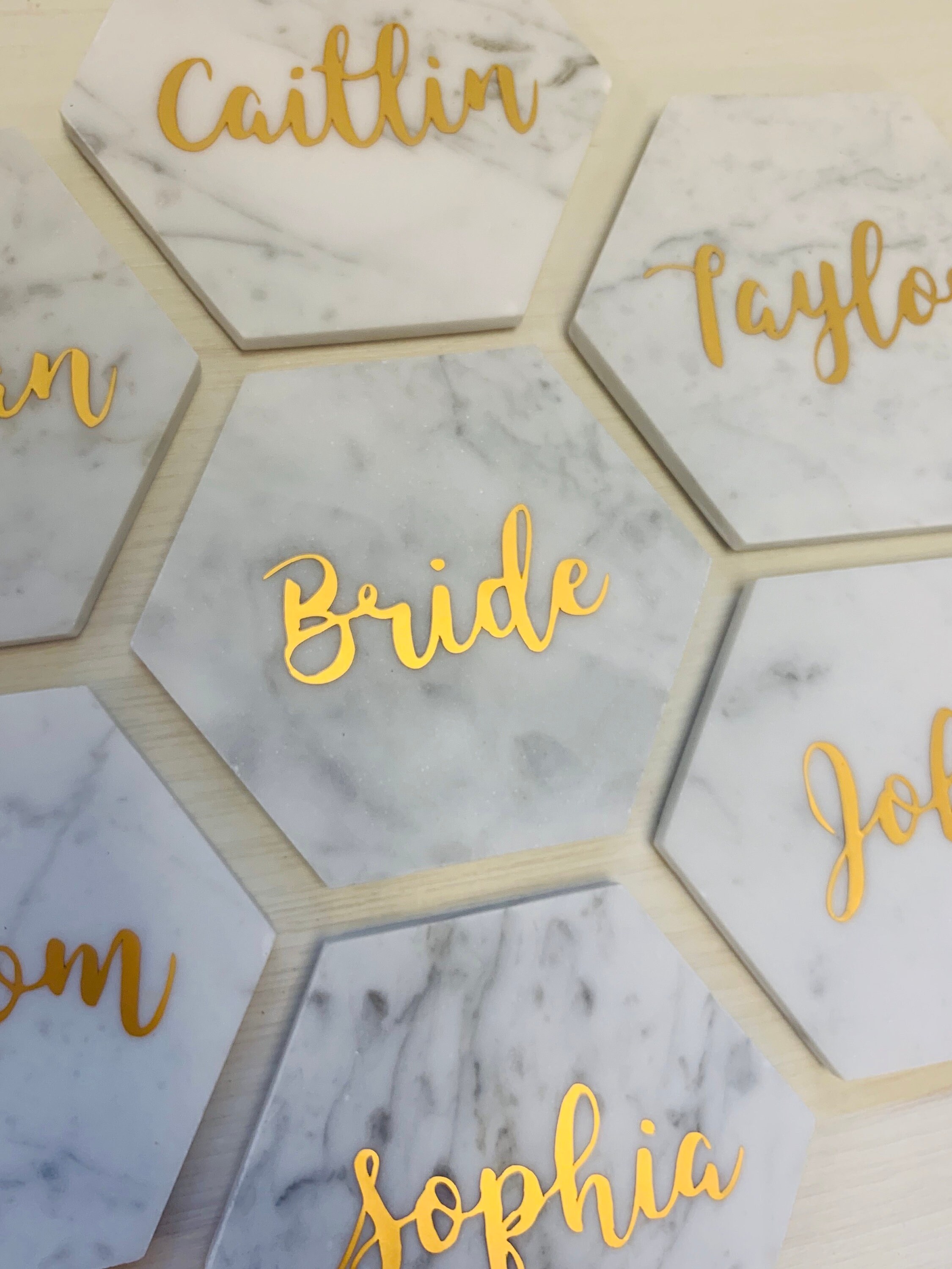 4 Personalized Name Marble Coaster Place Card Wedding | Etsy