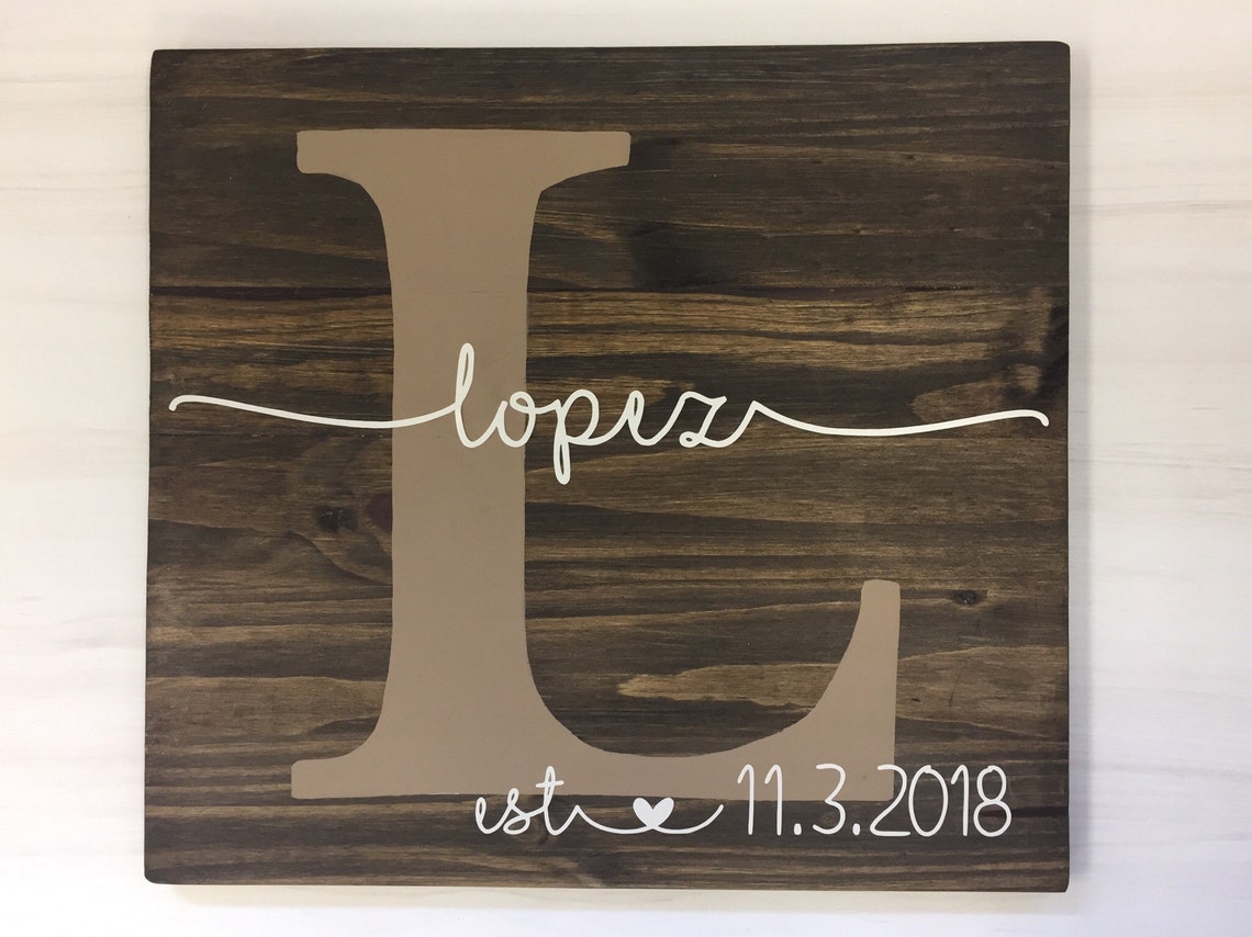 Couple's Name Wood Sign, Wedding Gift, Anniversary Gift, Family Name ...