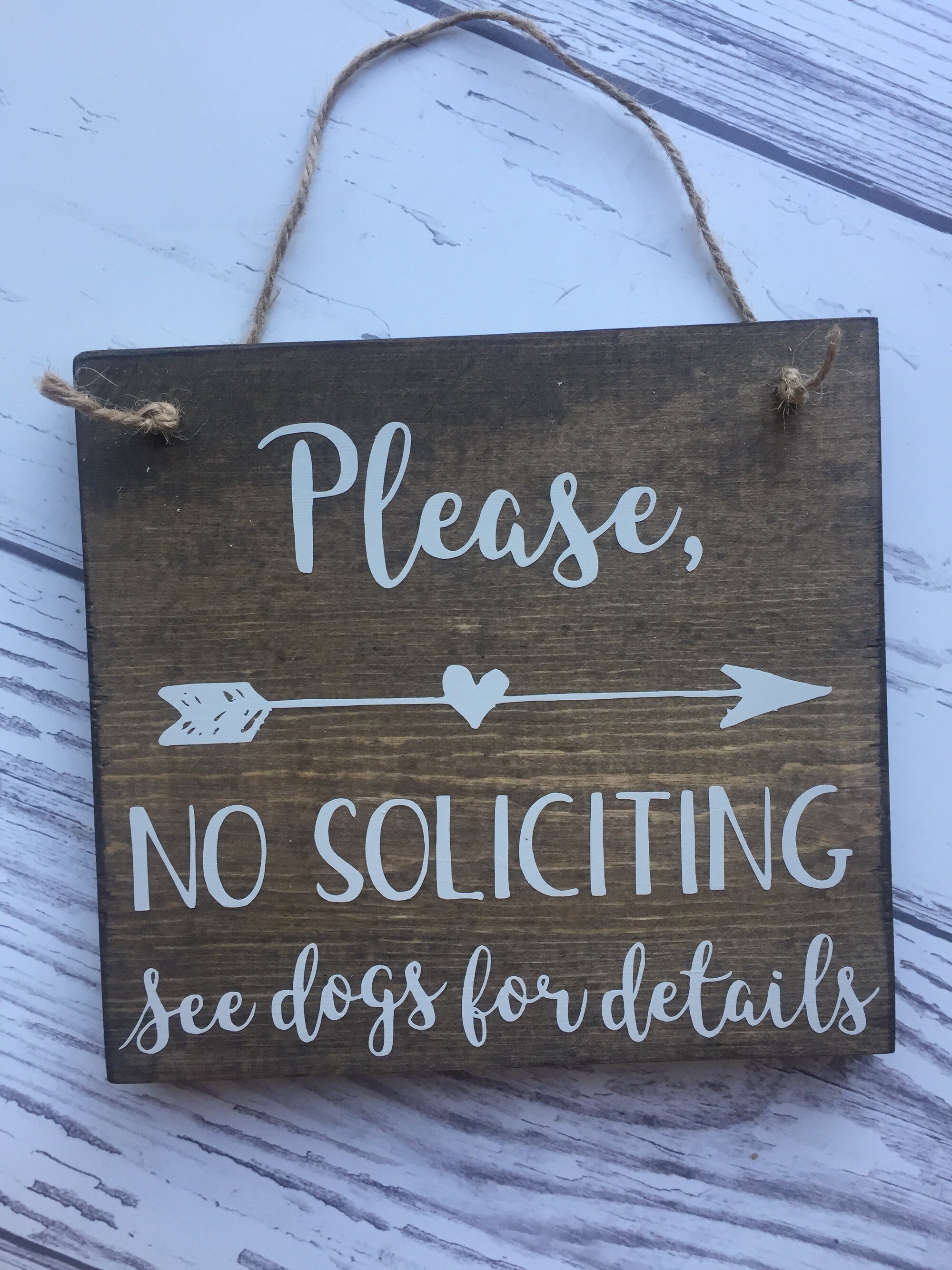 No Soliciting Dogs Sign, See Dogs for Details Sign Arrow, Front Door ...